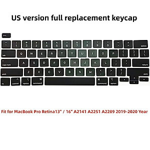 New Replacement Keyboard Keycaps Keys,Full Set of US Replacement Keycaps QWERTY for MacBook Pro 13.3"/16" A2251 A2289 A2141 2019 2020 Year EMC 3348 EMC3349 3456