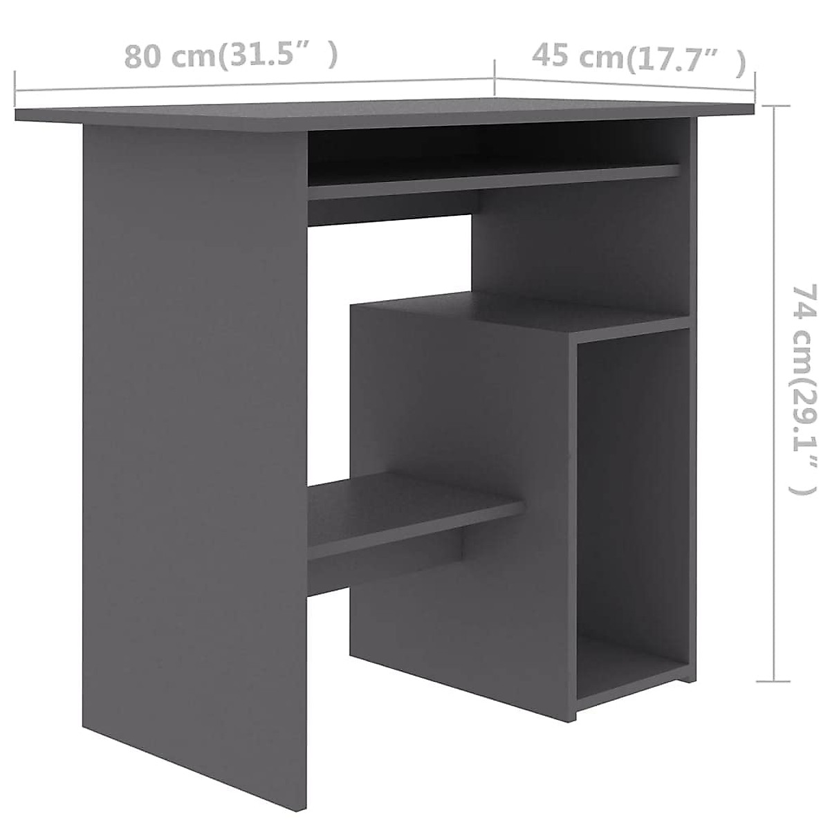Youuihom Computer Desks, Country Style Office Desk, Desk for Study, Bedroom, Living Room, Office, Gray 31.5"x17.7"x29.1" Engineered Wood
