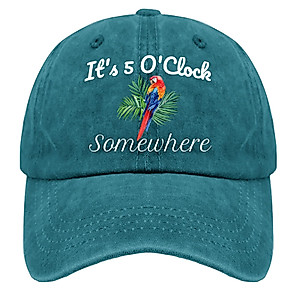 Jimmy Music Buffett Accessories Hats Its 5 Oclock Some Where Cap Women Hats Cyan Blue Funny Hats Gifts for Mom Outdoor Caps