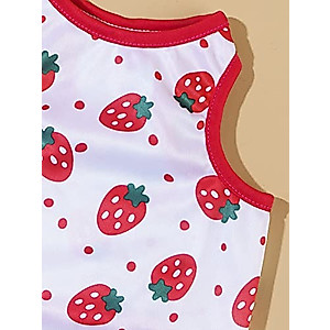 QWINEE Cute Dog Tank Top Fruit Strawberry Print Cat Puppy Shirt Breathable Lightweight Pet Vest Small Medium Large Dogs Cats Kitten Clothes Red B S