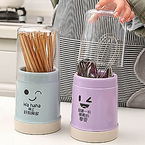 Cute Kitchen Utensil Holder for Countertop and Plastic Drainage Chassis Tableware Storage Container,Chopstick Holder Storage, Standing Cutlery Storage Organizer Caddy with Dustproof(pink)