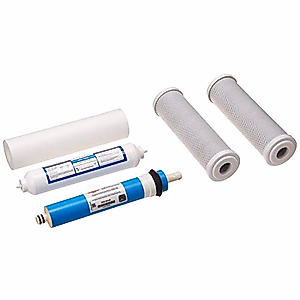 Filmtec 5-Stage-50F Reverse Osmosis Replacement Filter Set 5 pcs w 50 GPD Membrane, 9.75"x2.5", white