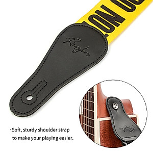 Rinastore Guitar Strap Yellow POLICE LINE Includes Strap Button & 2 Strap Locks Shoulder Straps For Bass, Electric & Acoustic Guitars2