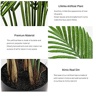 YOLEO Artificial Palm Tree 2FT Tall Faux Palm Plant for Home Office Indoor Outside Decor Fake Palm Tree with Lifelike Palm Leaves