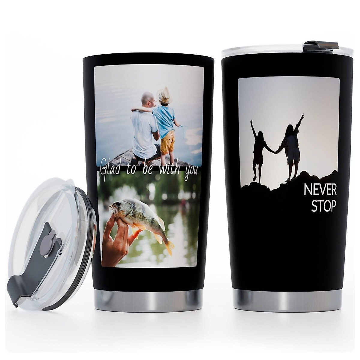 Guldtakiss Customized 20 oz Stainless Steel Tumbler - Personalized Travel Mug with Photo, Name - Special Birthday, Gift for Family, Friends - Double-Walled Vacuum Insulated Stainless Steel Cup
