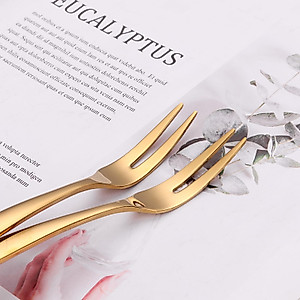 Mafier 5.51-inch Gold Fruit Forks 18/10 Stainless Steel Dessert Forks Tasting Forks Mini Cocktail Forks Appetizer Forks, Dishwasher Safe (Set of 12)