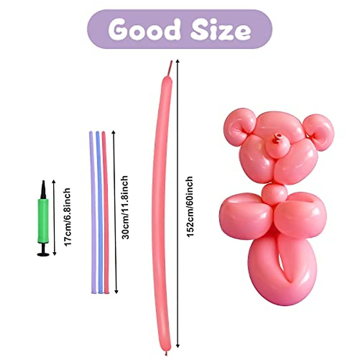 RUBFAC 150pcs 260 Long Balloons, 12 Assorted Colors Animal Balloons Premium Pastel Latex Twisting Magic Balloon for Birthday Wedding Festival Clowns Party Decorations