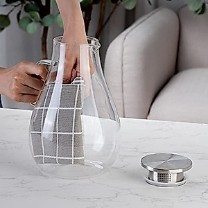 YUNCANG Glass Pitcher with Lid - Water Carafe 108 oz - 3000ML Iced Tea, Juice, Milk, Coffee, Lemonade - Borosilicate Boiling Glassware - Hot & Cold Beverages