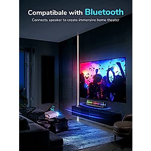 YEHUA Mini Projector with WiFi and Bluetooth,4k Portable Projector HD 1080P and 200" Screen Supported, LED Outdoor Movie Projector with Remote,Compatible with iOS,Android,HDMI,VGA,AV,2 USB Interface
