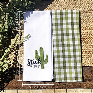 Sonoran Souvenirs Country Kitchen Cactus Spring/Summer Decorative Novelty Tea Towel (16" x 23") Highly Absorbent Cotton Southwest Kitchen Woven Dish Towel (Set of 2)