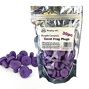 Reefing Art Ceramic Coralline Purple Coral Frag Plugs 30 Pack Tiles for SPS