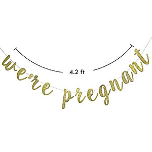 We're Pregnant Gold Glitter Banner For Pregnancy Announcement