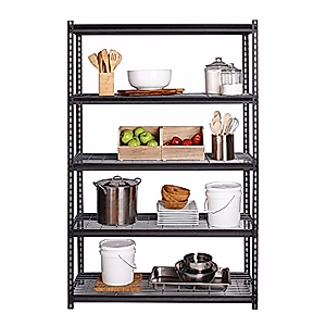 Iron Horse 2300 Deck Wire Shelving Unit, 5 Shelf, 18" x 48" x 72", Black, Black & Zinc