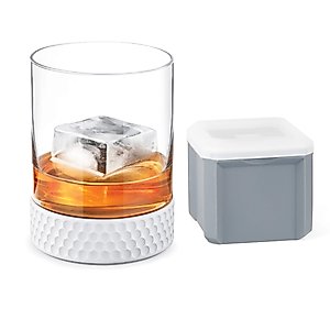 Final Touch Hole-In-One Whiskey/Cocktail Golf Tumbler Sports Glasses with Square Ice Mould - 12oz (350ml) (FTA6655)