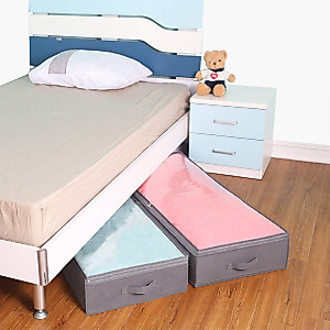 MAX Houser Under Bed Storage Bag,Breathable,Storage Bags for Blankets Clothes, Sweater,Pack of 2 (Grey)