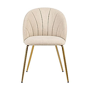 GIA Home Furniture Series Mid-Century Modern Dining Chair with Tufted Beige Velvet Upholstery, Set of 2, Gold