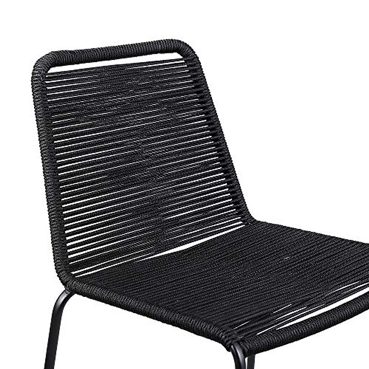 Armen Living Shasta 26" Outdoor Metal and Black Rope Stackable Counter Stool - Set of 2