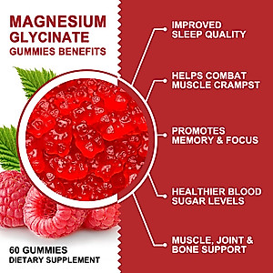 Magnesium Glycinate Gummies 400mg, Magnesium L-Threonate 200mg - Chelated Magnesium Potassium Complex Supplement with VitD, B6, CoQ10, Supports for Memory, Calm, Mood & Sleep - 60 Count (Pack of 2)