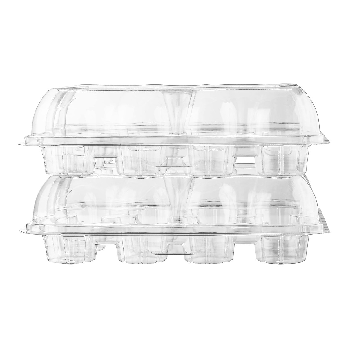 5 Cupcake Containers Plastic Disposable | High Dome Cupcake Boxes 12 Compartment Cupcake Holders Disposable Cupcake Carrier | Dozen Cupcake Trays | Durable Cup Cake Muffin Packaging Transporter