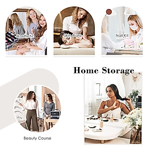 FRENESSA Makeup Train Case Large Cosmetic Box 6 Tier Trays with Compartments Professional Makeup Box Jewelry Storage Organizer Case Adjustable Bottom with Shoulder Strap - Black