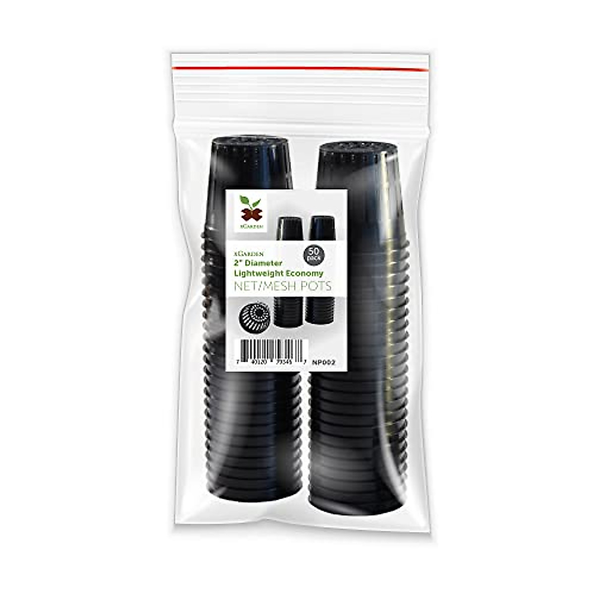 xGarden - Lightweight Economy Net Pots - Thin Lip & Slotted Sides - for Hydroponics & Aquaponics - UV Resistant & BPA Free Plastic - Indoor or Outdoor Growing - Black 2" Round Mesh Pot Cups - 50 Pack