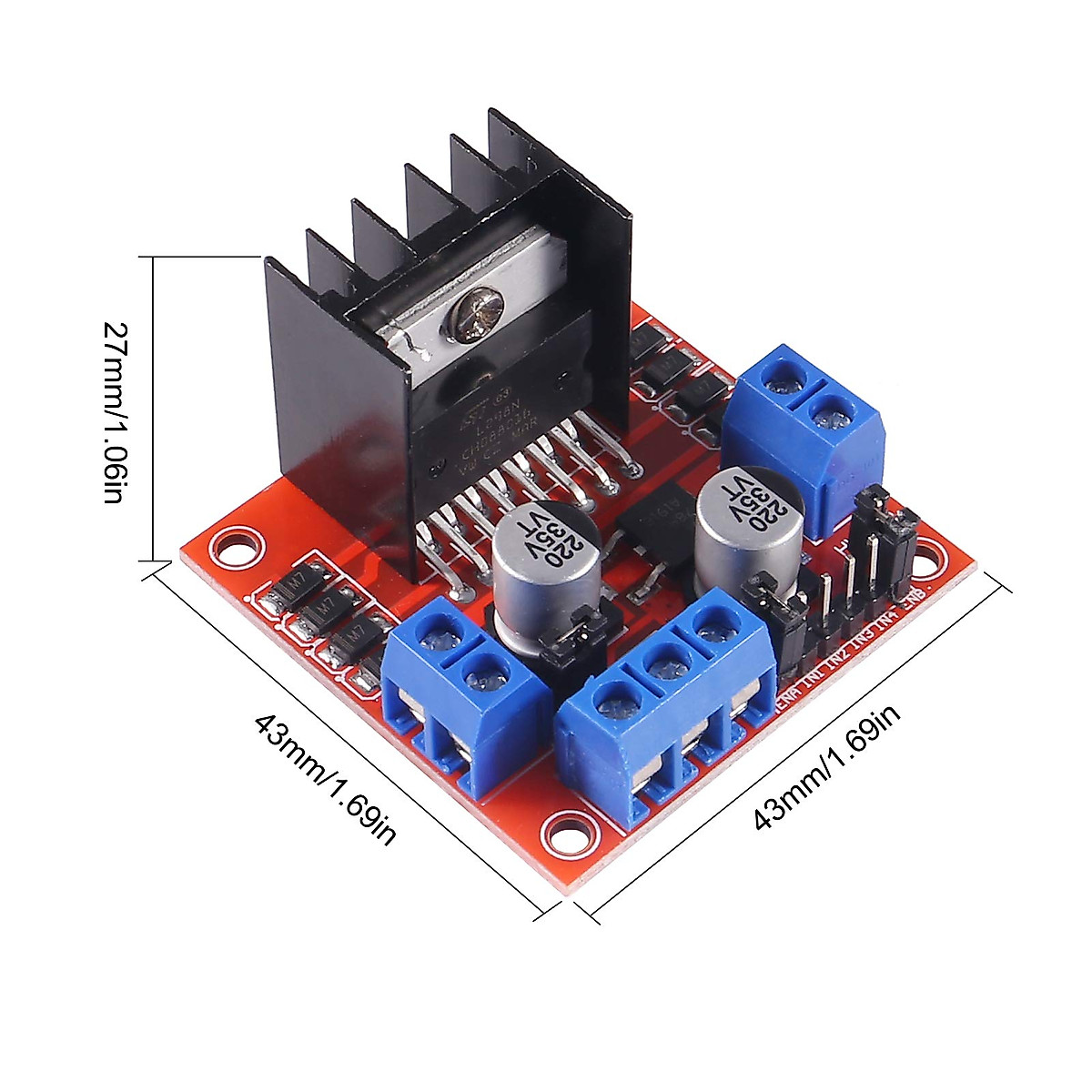 AITRIP 2PCS L298N Motor Drive Controller Board Stepper Motor Control Module Dual H-Bridge with 4 sets DC Motor and Smart Car Wheel Compatible with Arduino