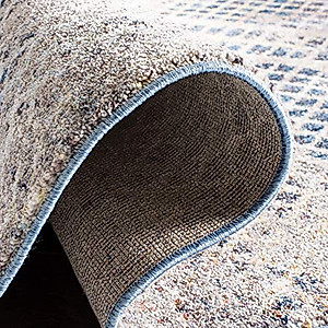 SAFAVIEH Monray Collection Area Rug - 8' x 10', Blue & Multi, Modern Abstract Distressed Design, Non-Shedding & Easy Care, Ideal for High Traffic Areas in Living Room, Bedroom (MNY656E)