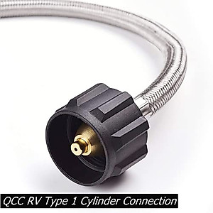 Startool 15 Inch RV Propane Hose, Camper Gas Line Replacement, 1/4-Inch Inverted Male Flare x QCC-1, 2 Pack