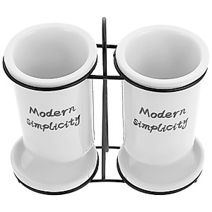 Angoily White Storage Box Ceramic Spoon Caddy Utensil Holder Japanese Countertop kitchen Utensils Organizer Chopstick Canister Cutlery Holder For Forks Knives Spoons Easy Chopsticks