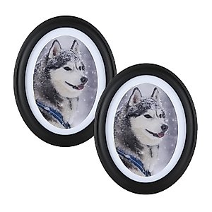 GRRONZEE 2 Pack Oval Picture Frame 5x7 Black Oval Photo Frames, 5 by 7 Oval Wall Picture Frame Photo Frame for Home Decor, Photo Gallery