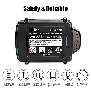 KUNLUN 2Pack 3.5Ah Battery for Worx Battery 20V WA3525, WA3578, WA3575, WA3520, WG151s, WG155s, WG251s, WG255s, WG540s, WG545s, WG890, WG891