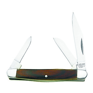 Bear & Son 233R Rosewood Three-Blade Small Stockman Slip Joint Knife, 2 7/8-Inch