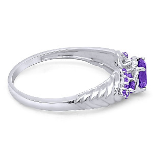 AFFY Simulated Amethyst Princess Engagement Ring in 14k White Gold Over Sterling Silver, Ring Size-7