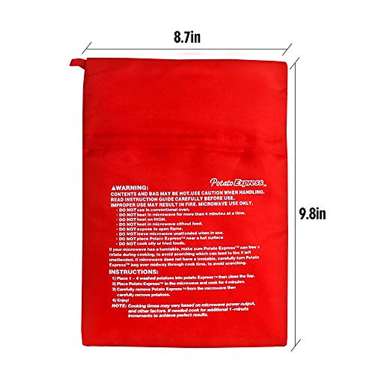 JOCHA Reusable Express Microwave Potato Cooker Bag Perfect Potatoes in Just 4 Minutes Microwave Potato Pouch Baking Bag Red (2 Pack)