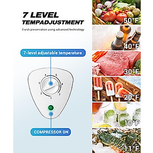 rosmena Small Chest Freezer, 2.8 Cubic Feet Mini Deep Freezer Chest with Basket Adjustable 7 Temp Control, Top Open Door Compact Freezer With Removable Basket For Dorm, Apartment, White