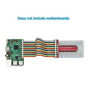 REXQualis Accessories kit Compatible with Raspberry Pi 4 3B+ 3B 2B B+ A+ Zero w/Solderless Breadboard + GPIO T Type Expansion Board + Jumper Wires + Rainbow Ribbon Cable + Resistors