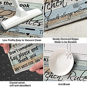 Znutrce Farmhouse Kitchen Mats for Floor Set of 2, Mats for Kitchen Floor, Comfort Standing Kitchen Rugs and Mat, Non-Slip Washable Rug, 17'' X 47'' + 17'' X 30''