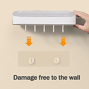 Knife Block Holder Wall, Knife Organizer Storage Shelf Rack Bar with Slots, Sharpening Rod Hooks for Kitchen Cooking White