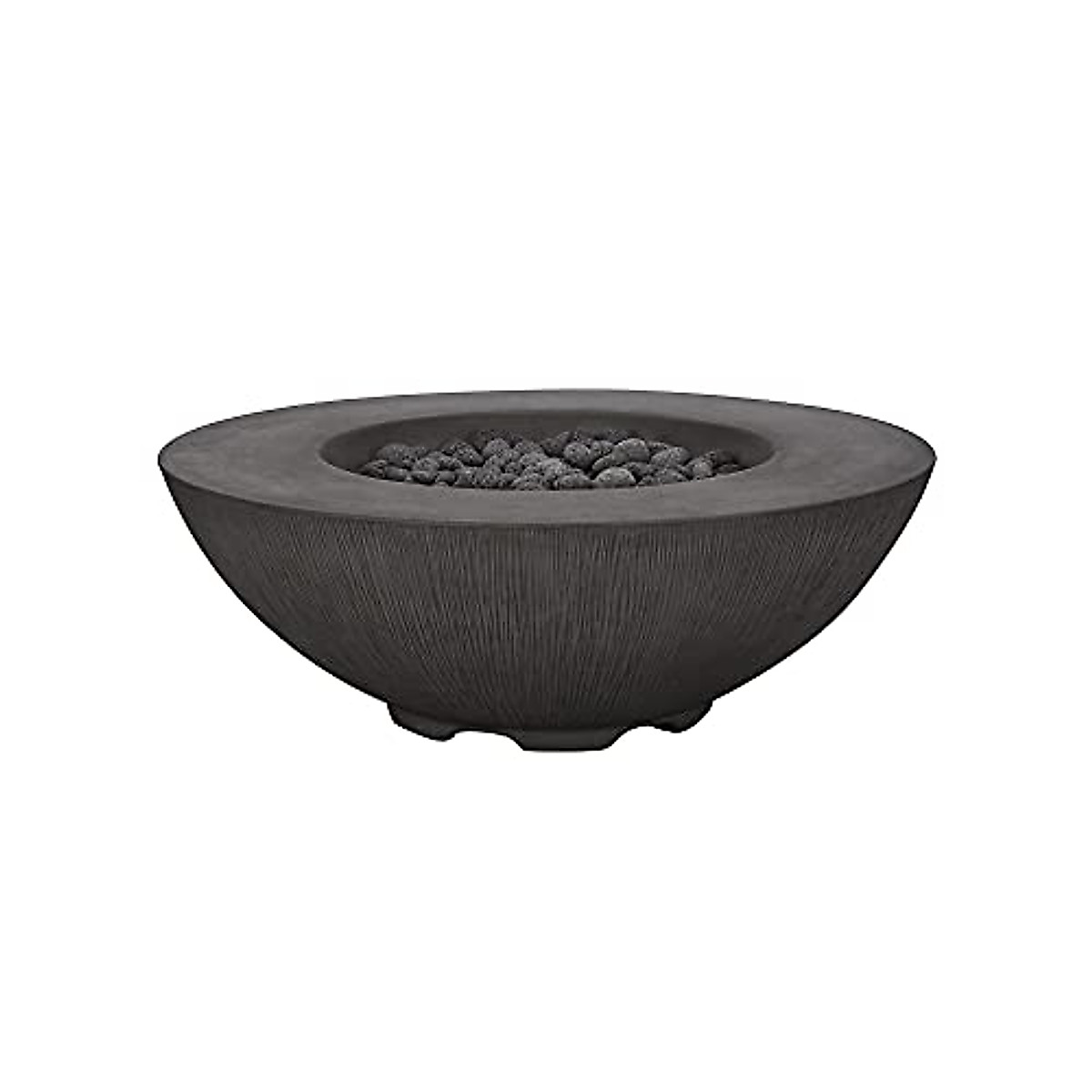 Pyromania Shangri-La Outdoor Concrete Fire Pit Bowl, 41 Inches Round - Natural Gas Model in Charcoal Gray Color
