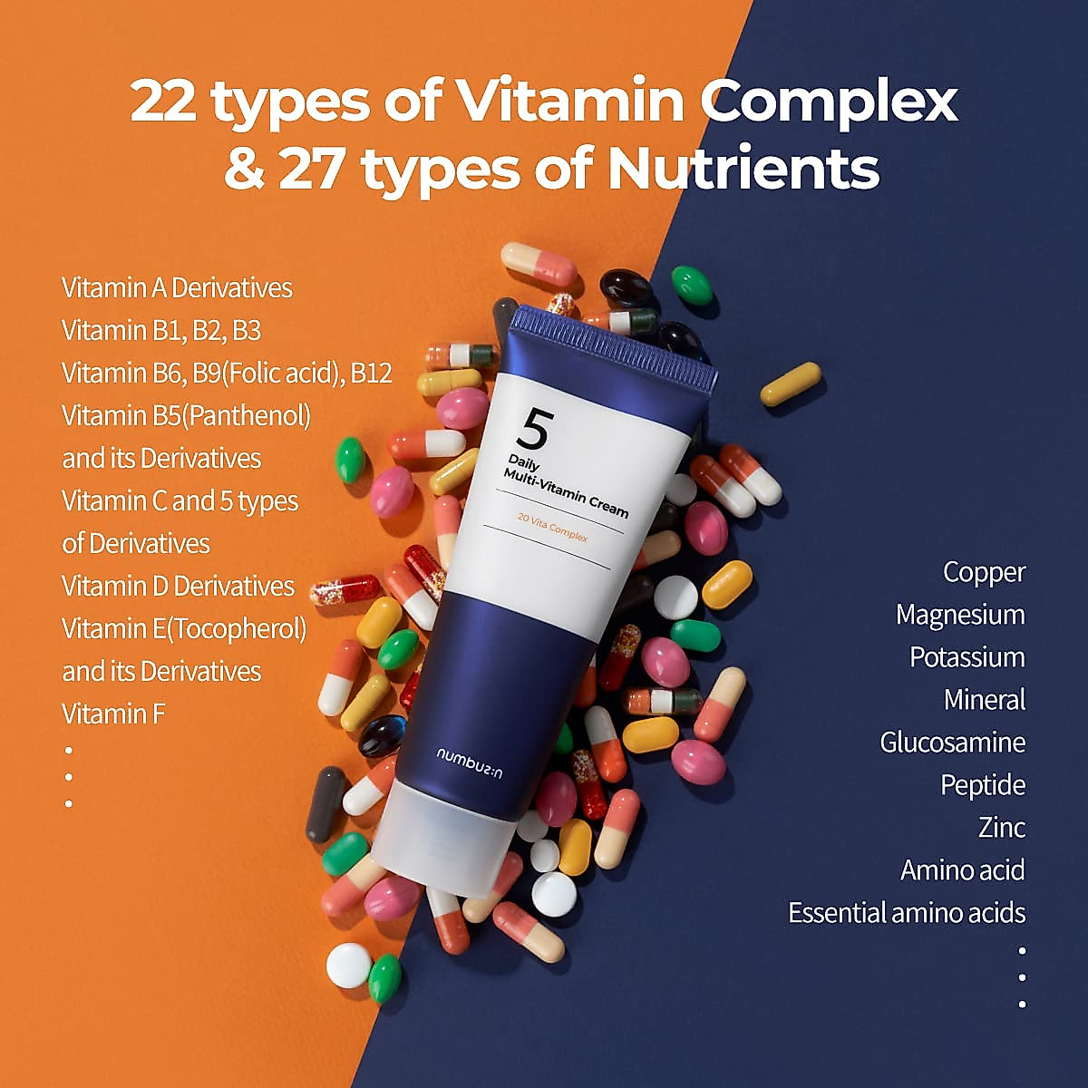 numbuzin No.5 Daily Multi-Vitamin Cream | Healthy Glow, Skin Strengthening, Improves Elasticity | Vitamin C, Niacinamide, Alpha Bisabolol, Panthenol | Suitable for All Skin Types | 2.02 fl. oz.