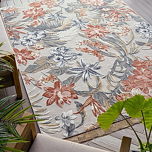 Water Resistant Modern 2x3 Indoor Outdoor Patio Rug | Floral, Small Outdoor Rugs for Patios, Deck, Porch, Entryway | Outside Area Rug | 1'11'' x 3'