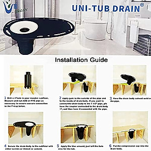 Freestanding Bathtub Drain kit with Brass Tail Pipe and ABS Plastic Adapter,Uni-tub Drain Compatible with Frestanding Bathtubs and Standard Bathtubs, Tub Drain Rough-in Kit with Installation Guide