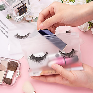 Noverlife 100PCS Eyelash Makeup Bags, Lash Bags for Clients, Waterproof Plastic Makeup Bags, Toiletry Makeup Pouch Cosmetic Lash Bags with Zipper, Eyelash Aftercare Bags Eyelash Cases Cosmetic Pouches