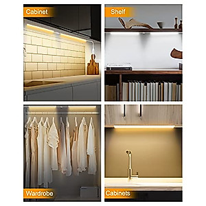 Daymeet Under Cabinet Lighting, 12 Inch Ultra Thin Dimmable Under Cabinet Lights Plug in, Multi-Color Super Bright LED Under Counter Lights Indoor Night Lights Bar for Kitchen, Shelf, Closet (2 Pack)