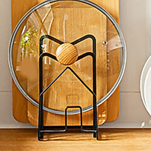 Topyond Cutting Board Rack, Chopping Board Storage Rack Multifunctional Pot Pan Lid Stand Holder,Iron Good Ventilation Kitchen Countertop Organizer(Black)