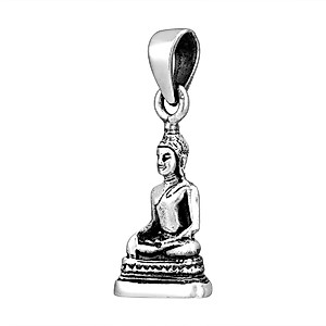 AeraVida Buddha Image in Meditating Posture .925 Sterling Silver Pendant | Silver Buddha Pendant For Women | Sterling Silver Buddha Pendant | Sterling Silver Pendant