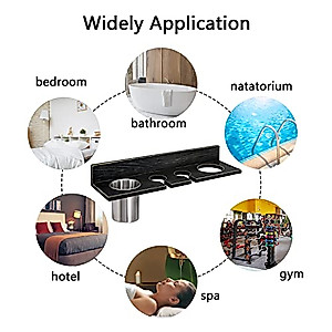 DORAMII Bathroom Wall Mount Hair Dryer Holder Hair Care & Styling Tool Organizer, Farmhouse Wooden Beauty Hair Appliance Holder for Flat Iron, Curling Wand, Hair Straighteners, Brushes,Black