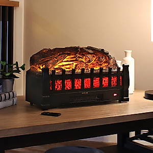 Sunnydaze Elegant Embers 20.25-Inch Faux Log Electric Fireplace Insert Heater - 110V -Remote Control Included
