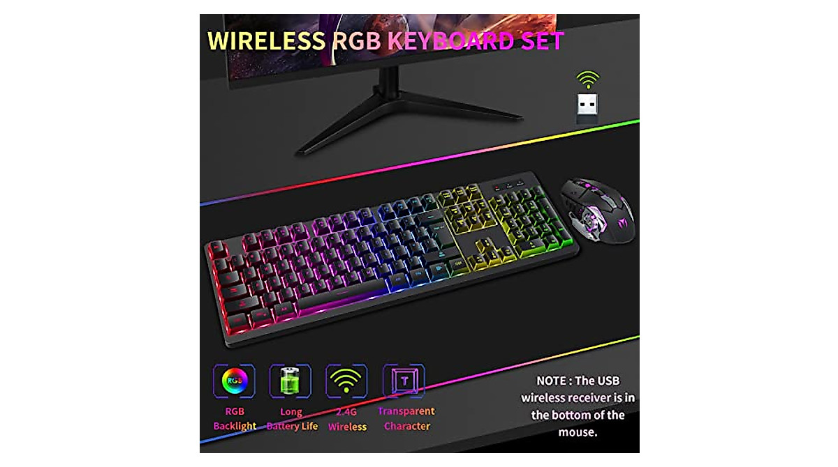 Wireless Rgb Gaming Keyboard And Mouse Rechargeable Set