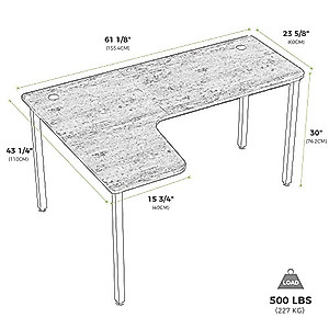 DESIGNA Gaming Desk 60",L-Shaped Computer Corner Desk with Large Mouse Pad,Ergonomic Gamer Table Workstation, Sturdy Metal Frame, Left Side Rustic Brown